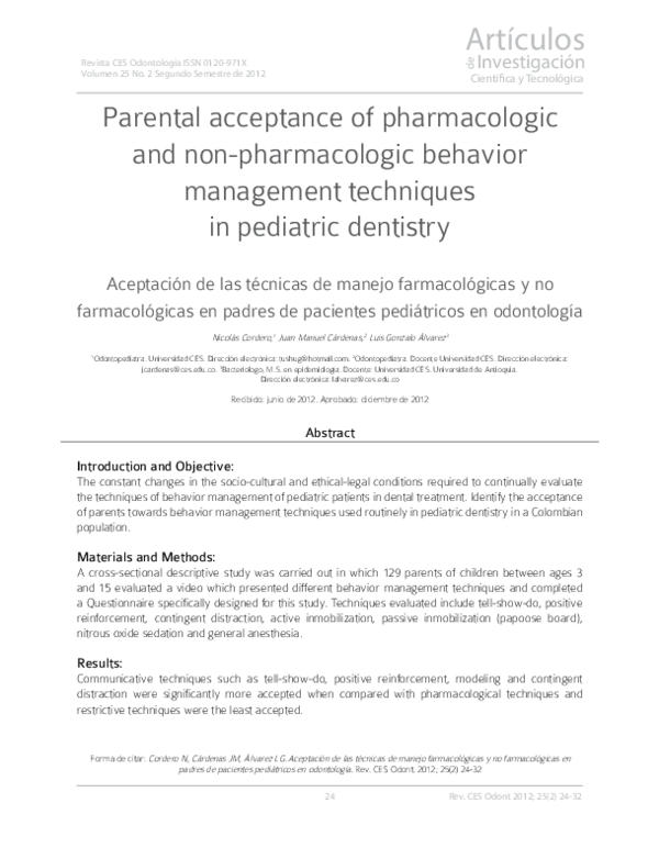 (PDF) Parental acceptance of pharmacologic and non-pharmacologic ...