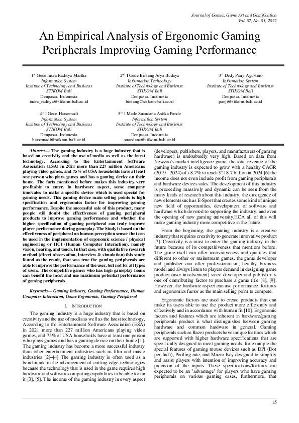 (PDF) An Empirical Analysis of Ergonomic Gaming Peripherals Improving ...