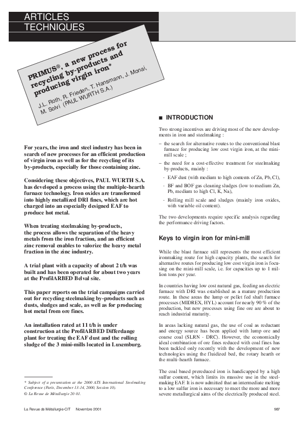 (PDF) PRIMUS, a new process for recycling by-products and producing ...