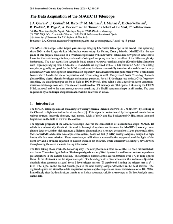(PDF) The Data Acquisition of the MAGIC II Telescope