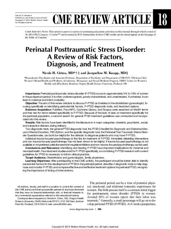 (PDF) Perinatal Posttraumatic Stress Disorder
