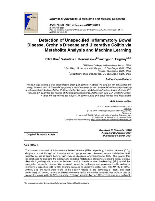 (PDF) Detection of Unspecified Inflammatory Bowel Disease, Crohn’s ...