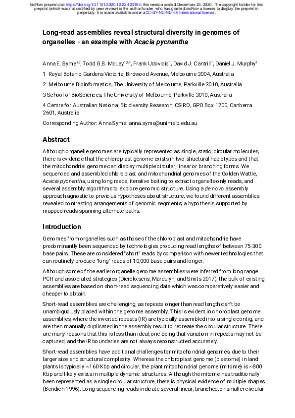 (PDF) Long-read assemblies reveal structural diversity in genomes of ...