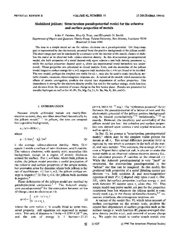 (PDF) Stabilized jellium: Structureless pseudopotential model for the ...