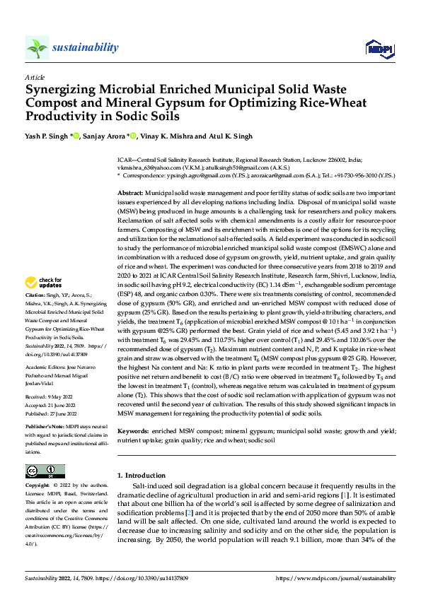 (PDF) Synergizing Microbial Enriched Municipal Solid Waste Compost and ...