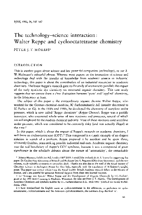 (PDF) The technology—science interaction: Walter Reppe and ...