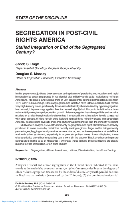 (PDF) Segregation in Post-Civil Rights America