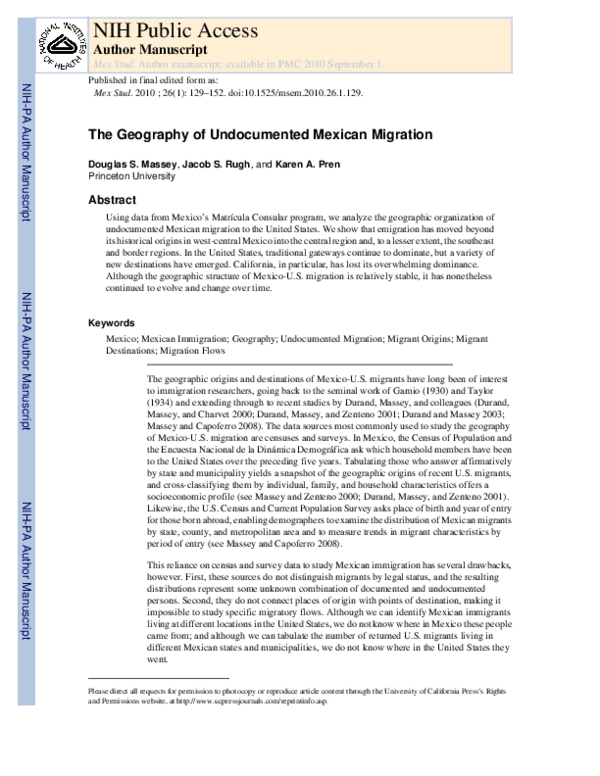 (PDF) The Geography of Undocumented Mexican Migration