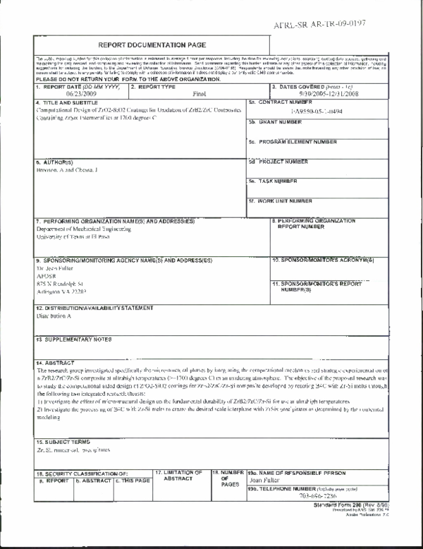 (PDF) Computational Design of Zr02-SiC>2 Coatings for Oxidation of ZrB2 ...