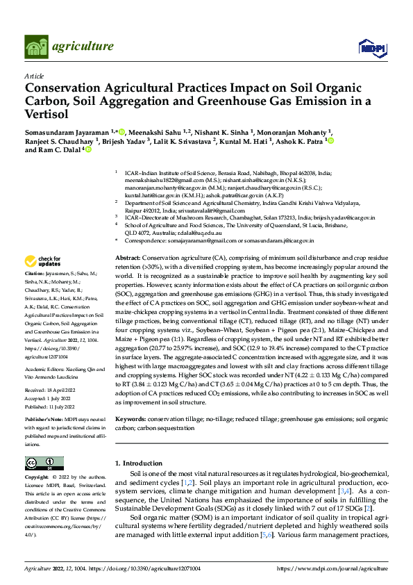 (PDF) Conservation Agricultural Practices Impact on Soil Organic Carbon, Soil Aggregation and ...