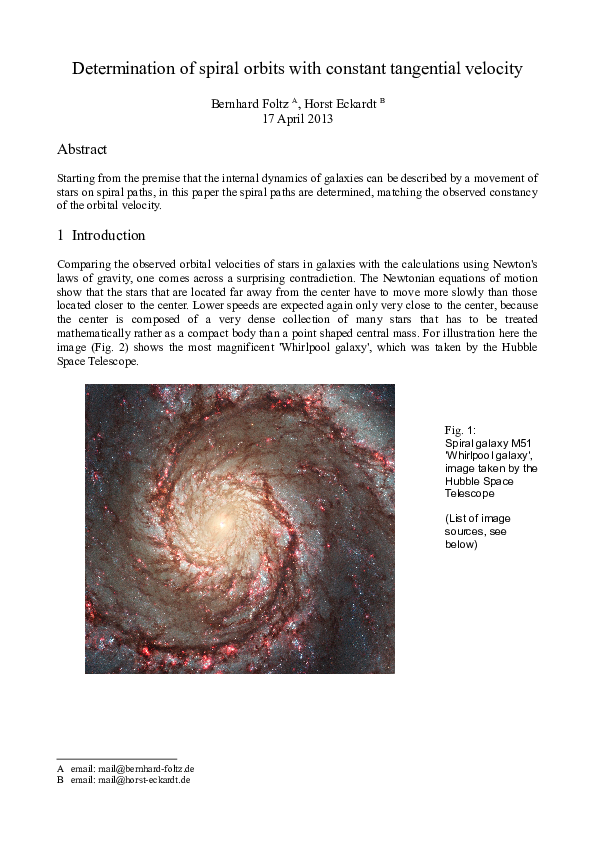 (PDF) Determination of spiral orbits with constant tangential velocity