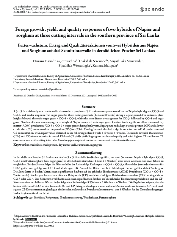 (PDF) Forage growth, yield, and quality responses of two hybrids of ...