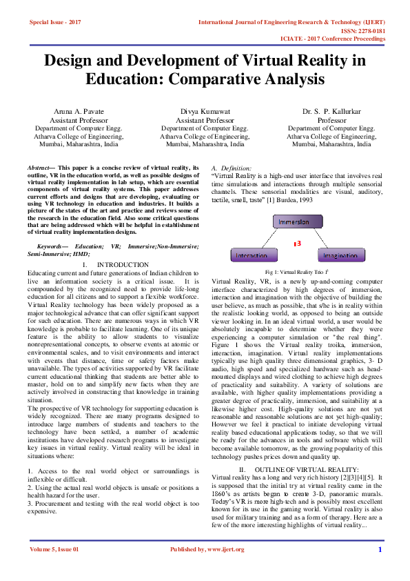 (PDF) Design and Development of Virtual Reality in Education ...