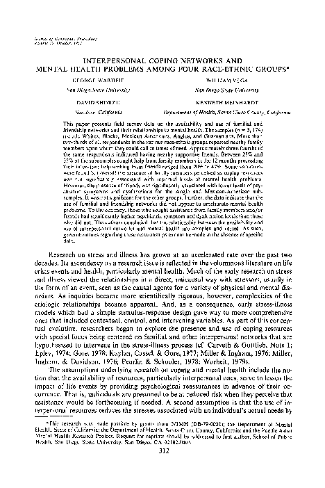 (PDF) Interpersonal coping networks and mental health problems among ...