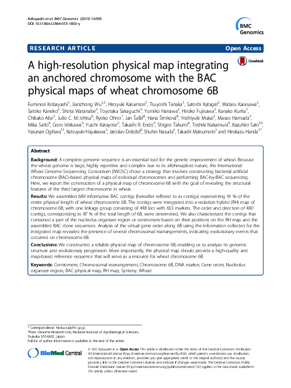 (PDF) A high-resolution physical map integrating an anchored chromosome ...