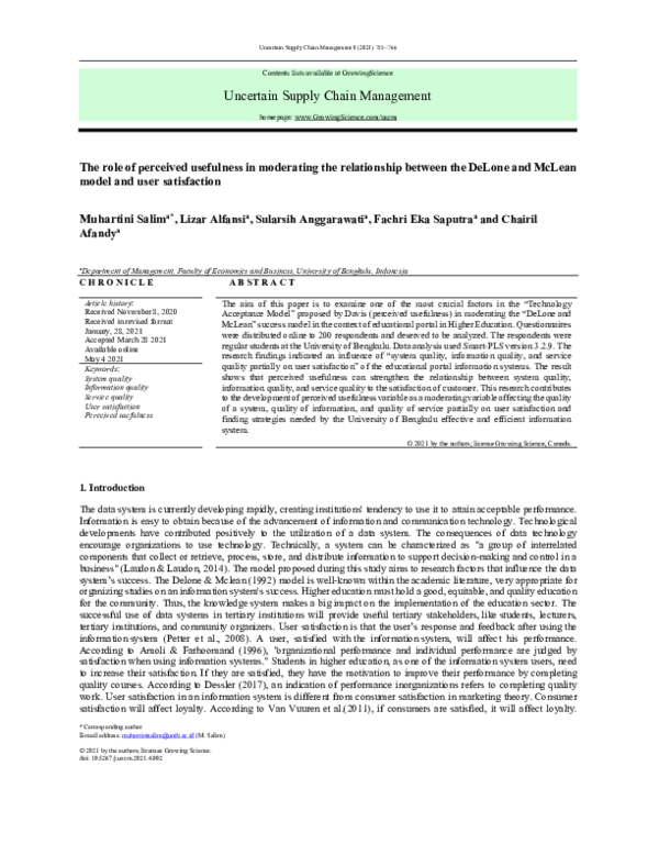 (PDF) The role of perceived usefulness in moderating the relationship ...