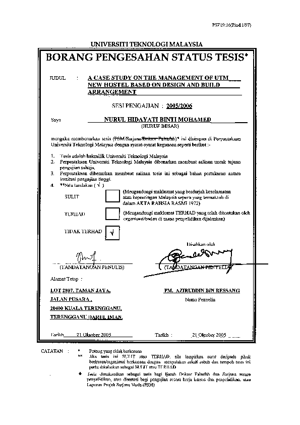 (PDF) A case study on the management of UTM new hostel based on design ...