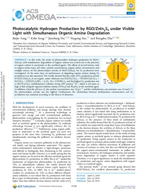 (PDF) Photocatalytic Hydrogen Production by RGO/ZnIn2S4 under Visible ...