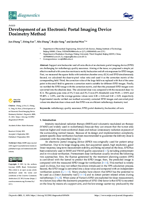 (PDF) Development of an Electronic Portal Imaging Device Dosimetry ...