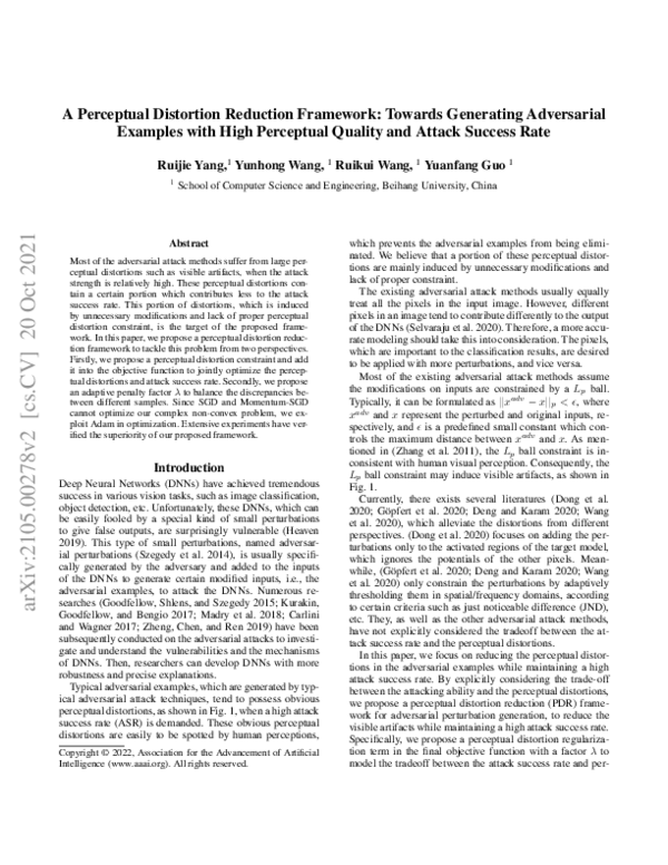 (PDF) A Perceptual Distortion Reduction Framework: Towards Generating ...
