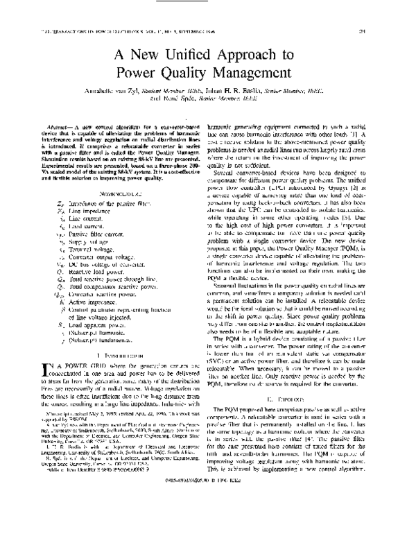 (PDF) A new unified approach to power quality management