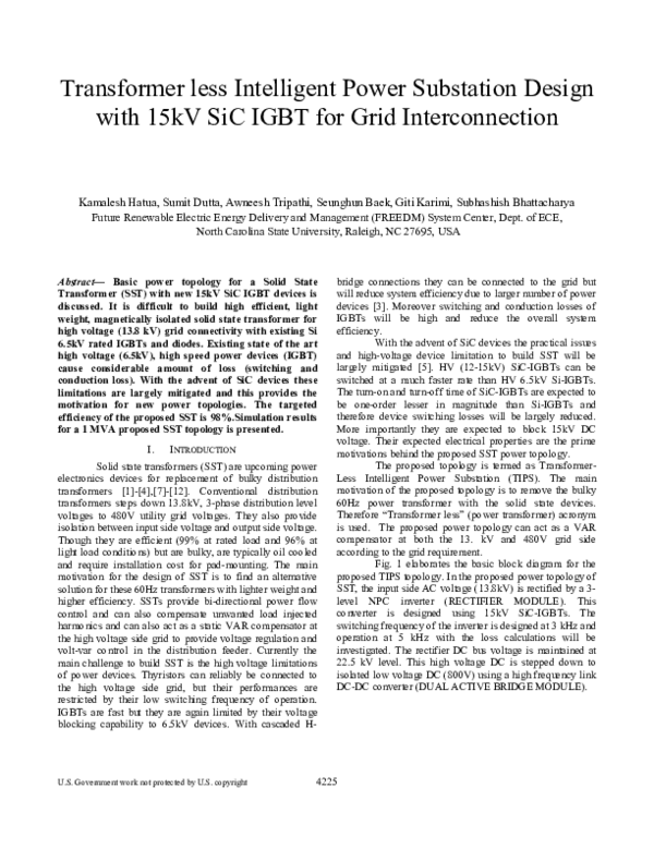 (PDF) Transformer less Intelligent Power Substation design with 15kV ...