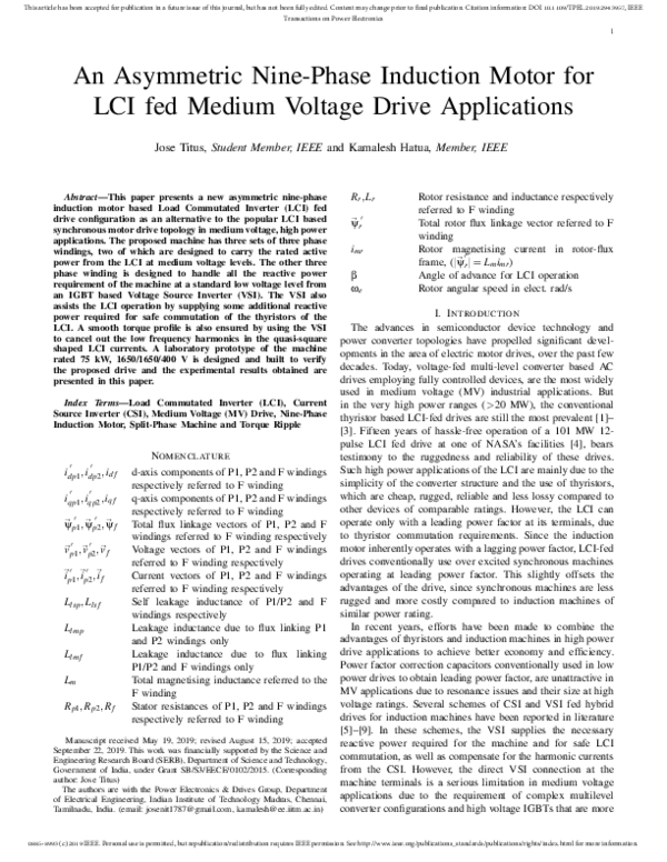 (PDF) An Asymmetric Nine-Phase Induction Motor for LCI fed Medium ...