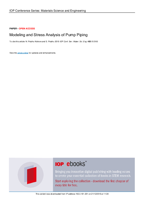 (PDF) Modeling and Stress Analysis of Pump Piping