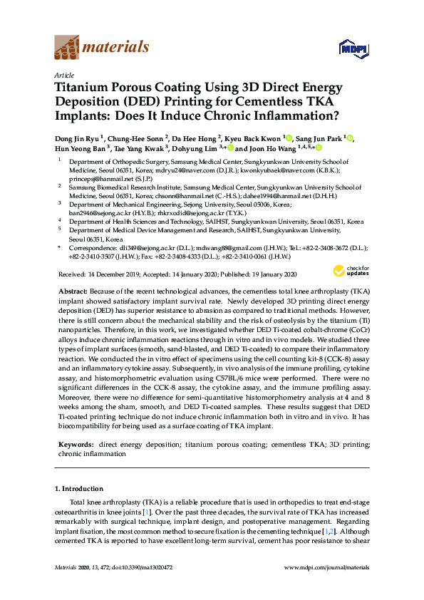 (PDF) Titanium Porous Coating Using 3D Direct Energy Deposition (DED ...