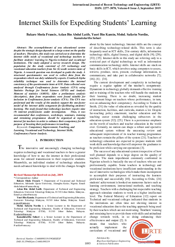 (PDF) Internet Skills for Expediting Students’ Learning