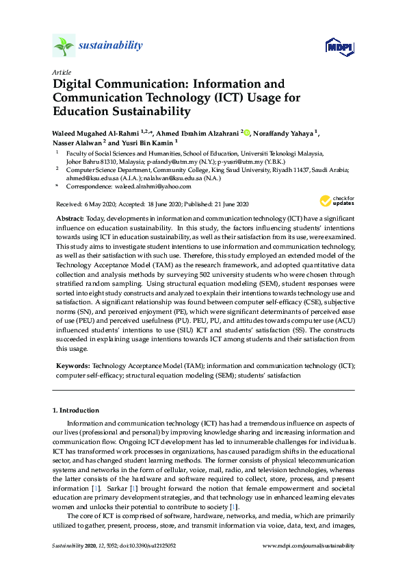 (PDF) Digital Communication: Information and Communication Technology (ICT) Usage for Education ...