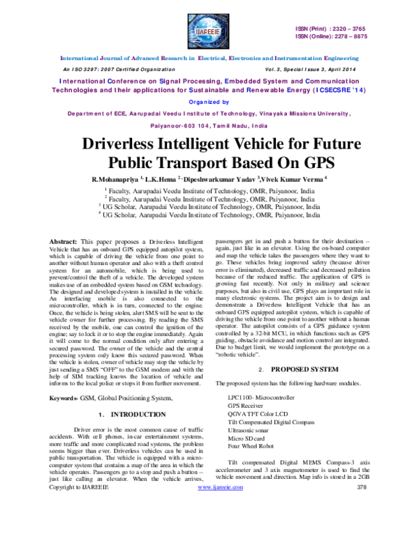 (PDF) Driverless Intelligent Vehicle for FuturePublic Transport Based On
