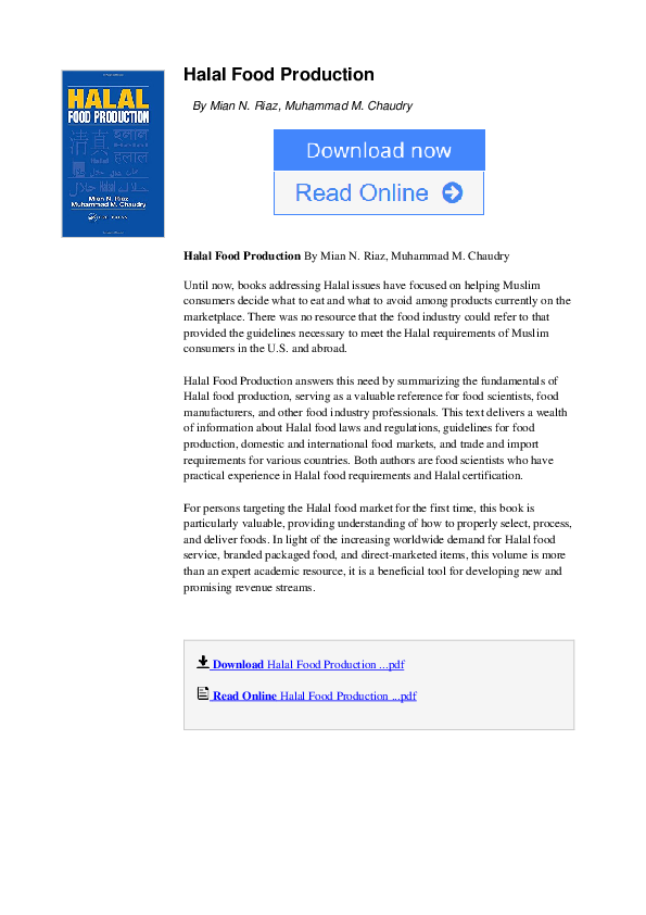 (PDF) Halal Food Production