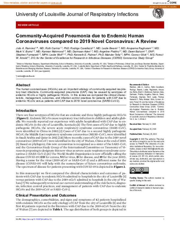 (PDF) Community-Acquired Pneumonia due to Endemic Human Coronaviruses ...