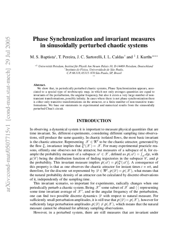 Pdf Phase Synchronization And Invariant Measures In Sinusoidally
