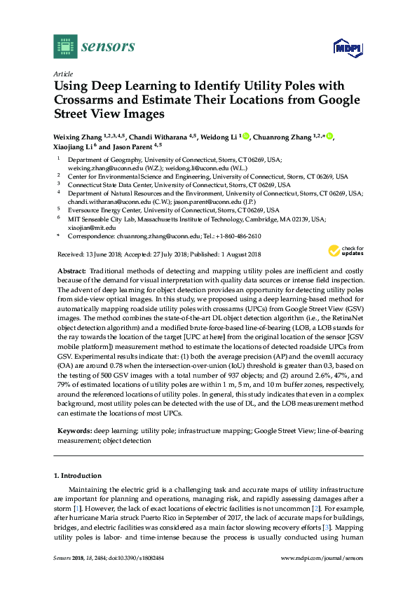 (PDF) Using Deep Learning to Identify Utility Poles with Crossarms and Estimate Their Locations ...
