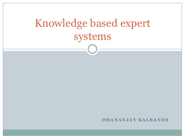 (PDF) Knowledge-Based Expert Systems