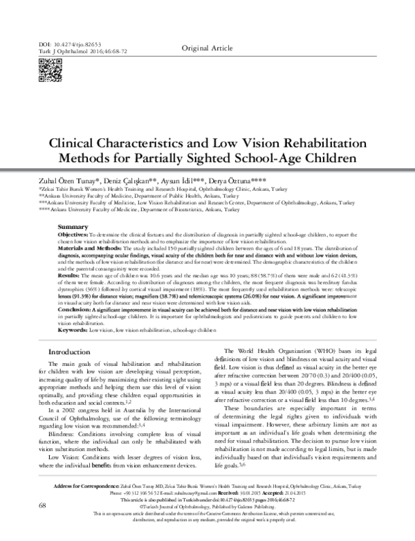 (PDF) Clinical Characteristics and Low Vision Rehabilitation Methods ...