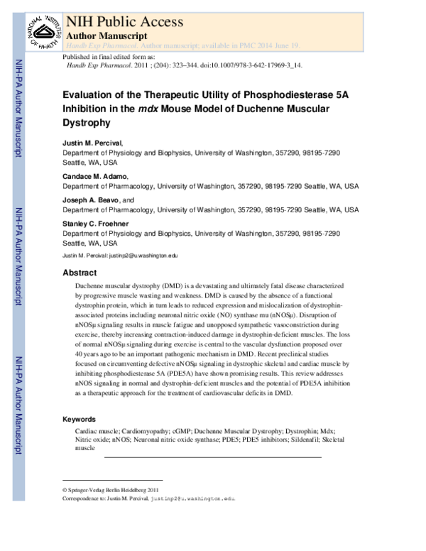 (PDF) Evaluation of the therapeutic utility of phosphodiesterase 5A ...