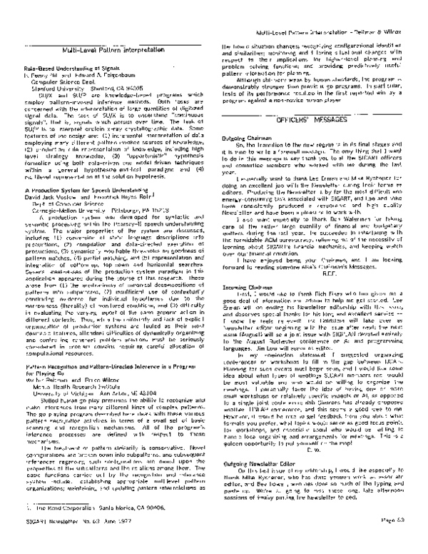 (PDF) A production system for speech understanding
