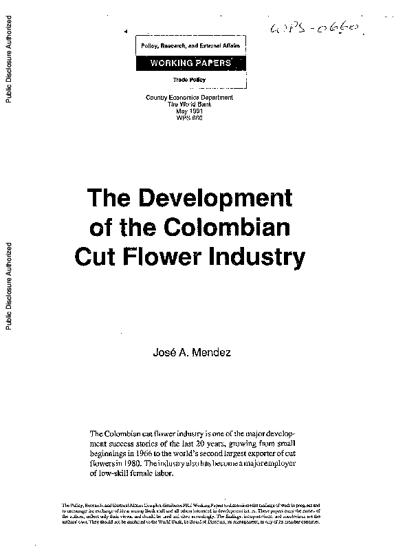 (PDF) The development of the Colombian cut flower industry