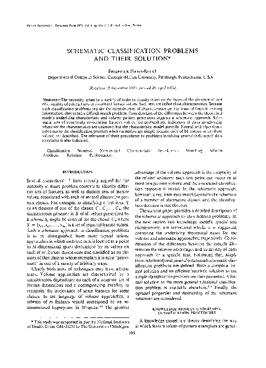 (PDF) Schematic classification problems and their solution | Frederick Hayes-Roth - Academia.edu