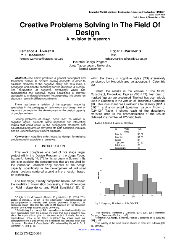 (PDF) Creative Problems Solving In The Field Of Design: A revision to ...