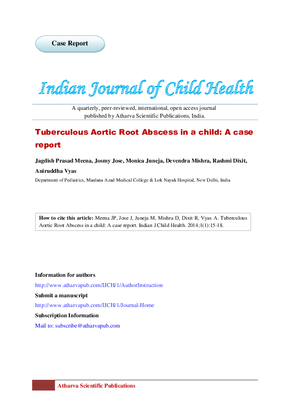 (PDF) Aortic Root Abscess in a child: A case report | Monica Juneja ...