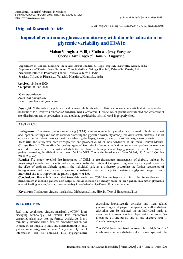 (PDF) Impact of continuous glucose monitoring with diabetic education ...