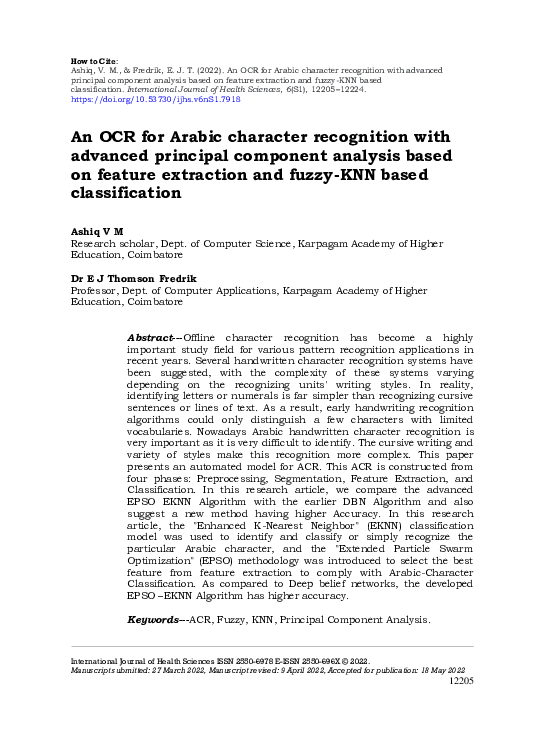 (PDF) OCR for Arabic character recognition with advanced principal ...
