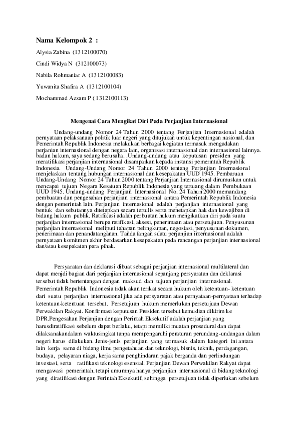 (PDF) PASAL KRUSIAL DALAM UNDANG UNDANG NO 24 TAHUN 2000 TEBTANG PERJANJIAN INTERNASIONAL ...