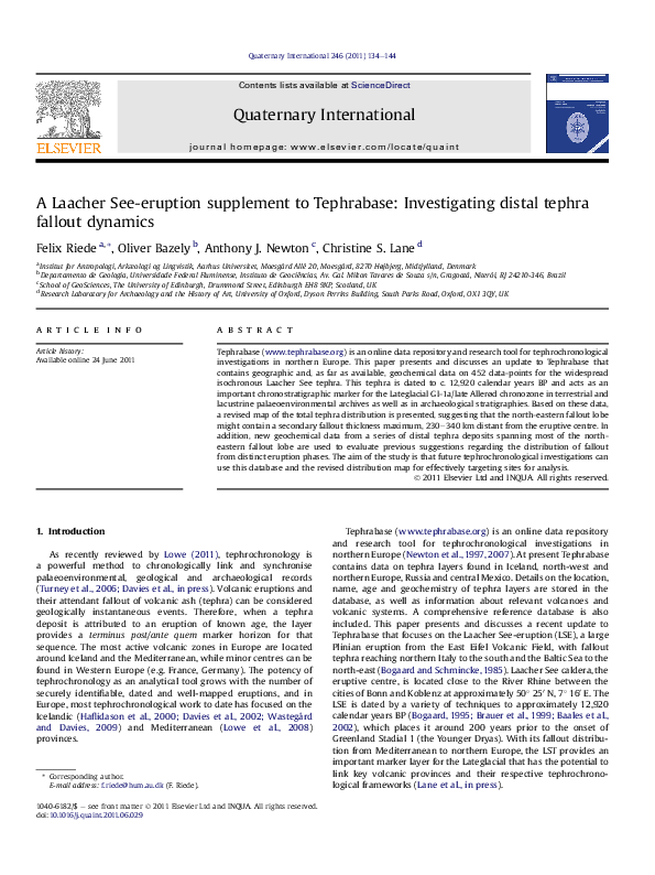 (PDF) A Laacher See-eruption supplement to Tephrabase: Investigating ...