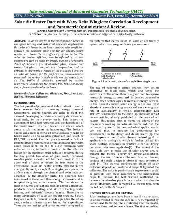 (PDF) Solar Air Heater Duct with Wavy Delta Winglets: Correlation Development and Parametric ...