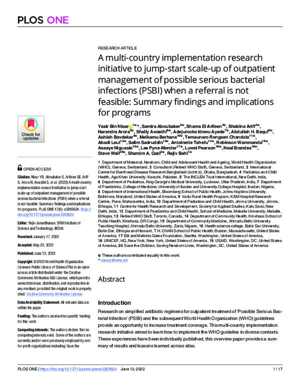 Pdf A Multi Country Implementation Research Initiative To Jump Start Scale Up Of Outpatient